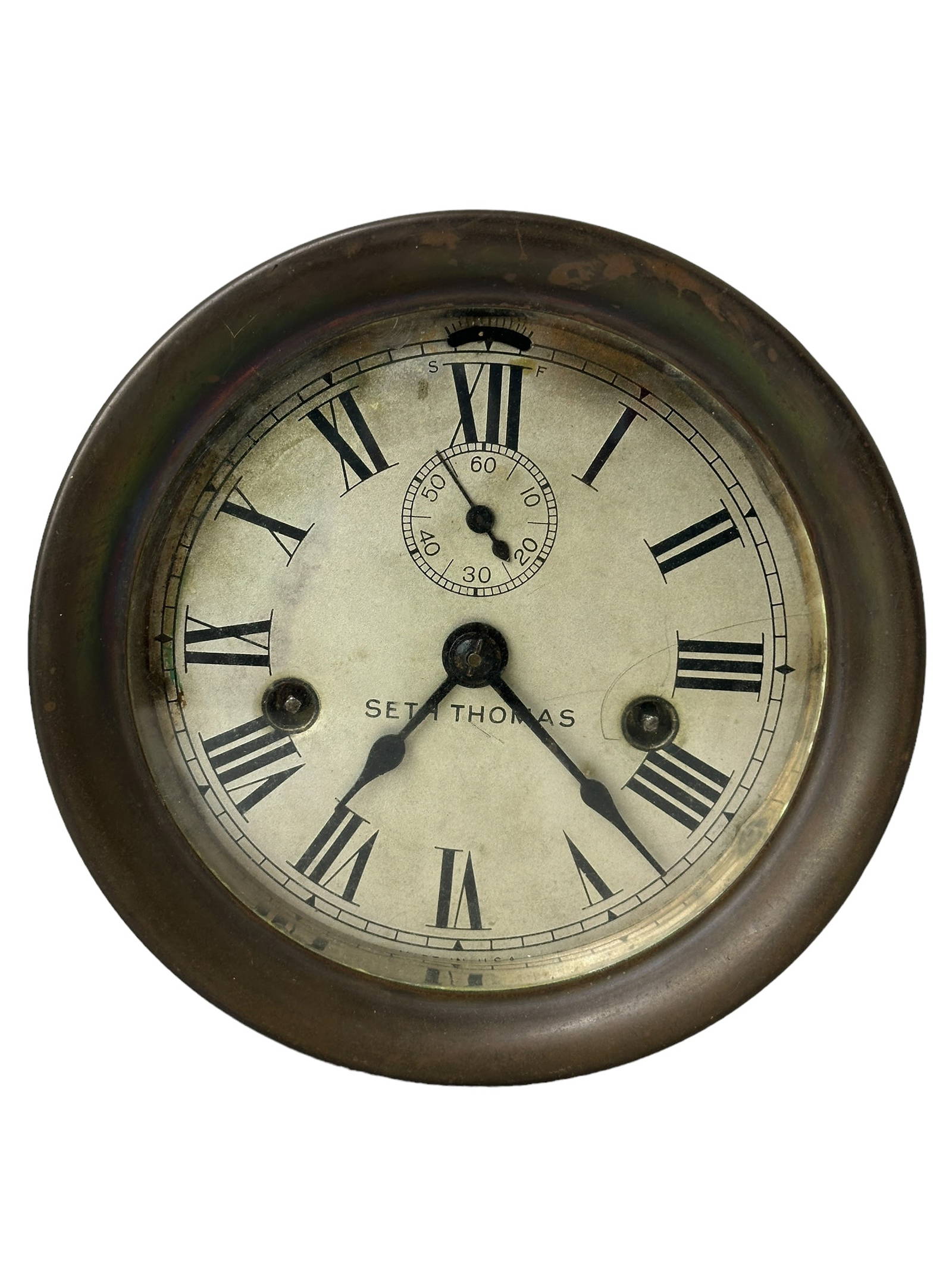 Brass Seth Thomas Bottom Bell Ships Clock Auction