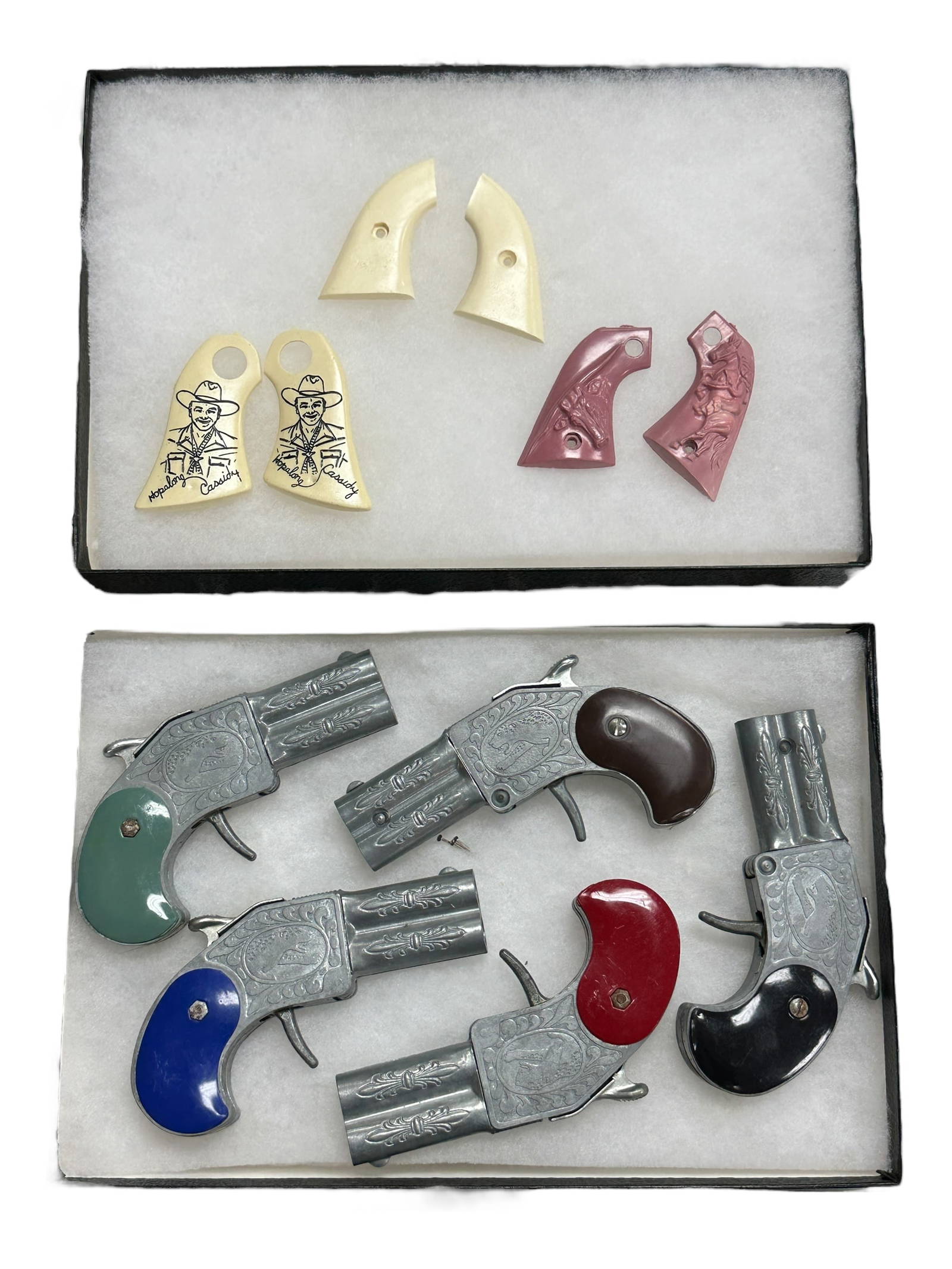 5 Cap Guns & 3 Sets Of Cap Gun Grips In Display Cases Auction