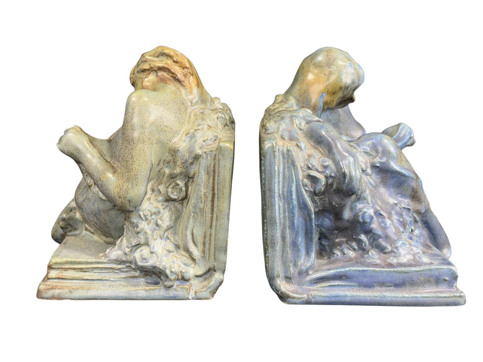 Pair Of Rookwood Figural Reader Bookends Auction