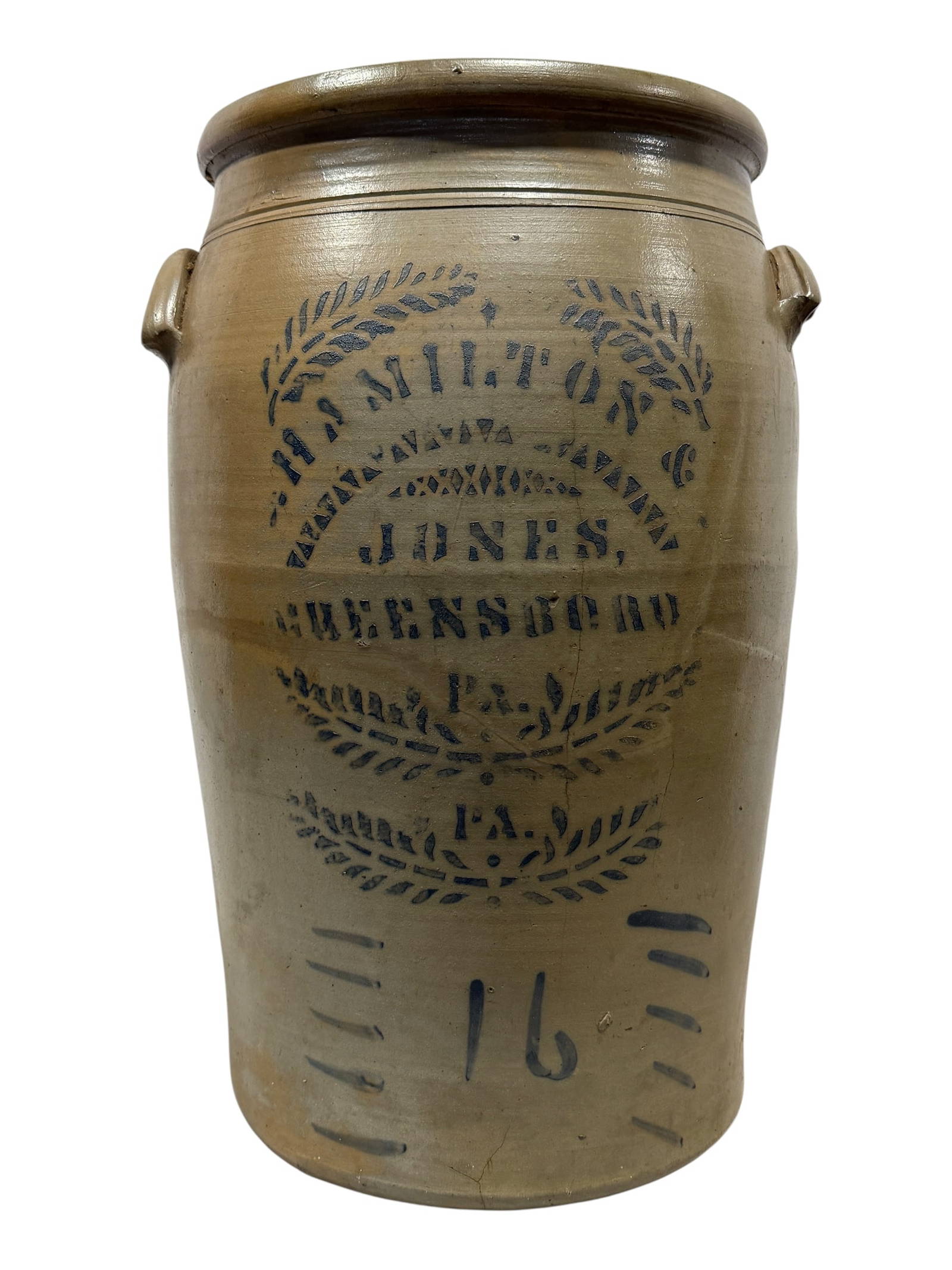 16 Gal Hamilton & Jones Greensboro, Pa Stoneware Crock - Jul 26, 2025 ...