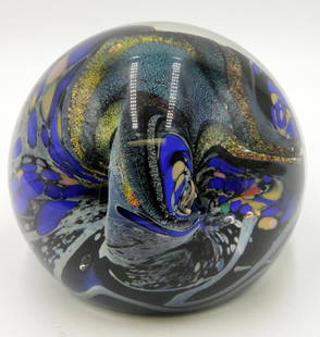 Large Rollin Karg Art Glass Paperweight