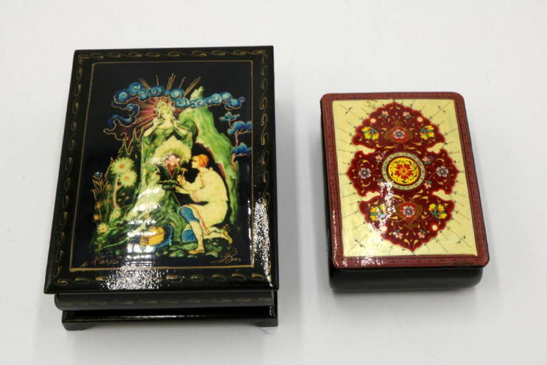Russian Black Lacquered Boxes