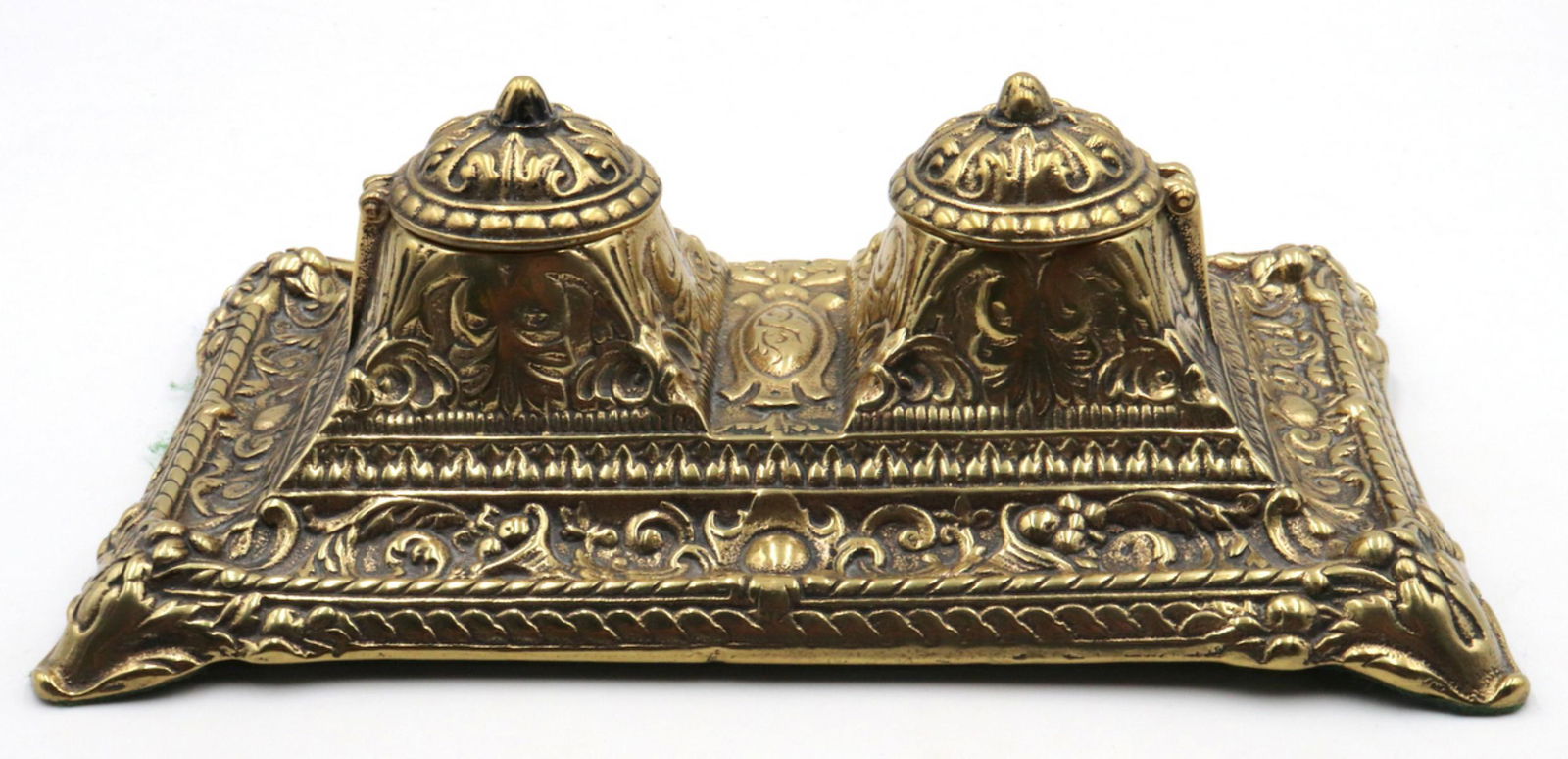 Heavy Vintage Brass Inkwell