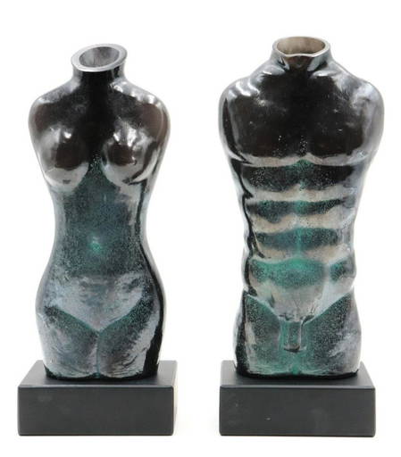 Contemporary Male & Female Torso Art Glass Sculptures