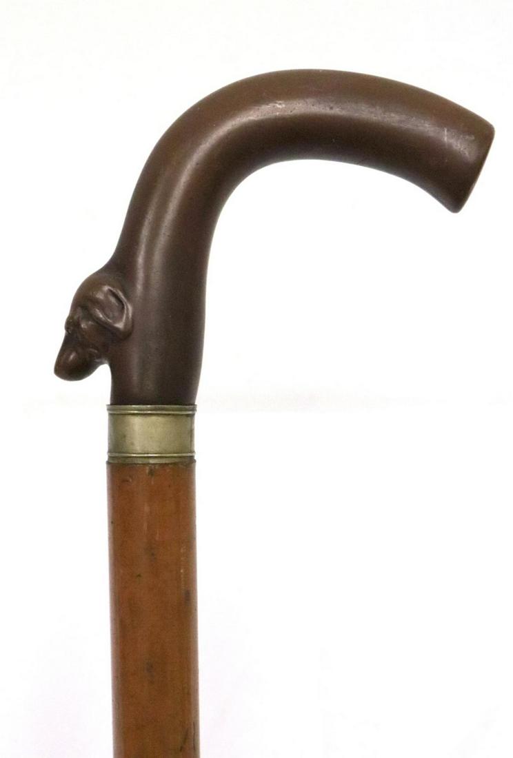 Vintage Carved Wooden Dog Head Walking Cane Auction