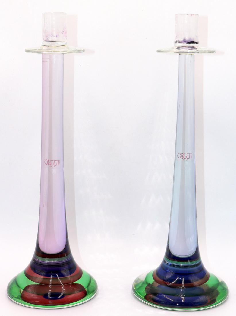 Luigi Onesto Oggetti Murano Art Glass Candlesticks