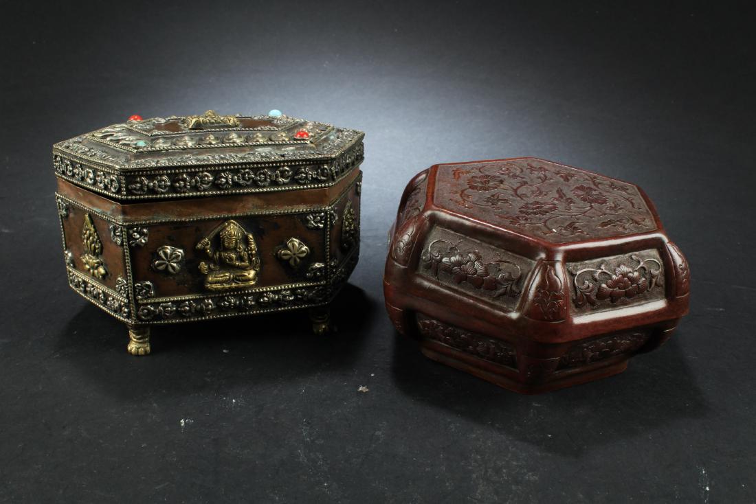 A Group of Two Bronze Boxes