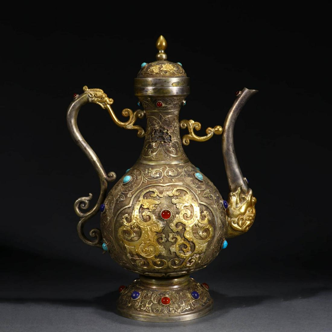 A Gems Inlaid Gilt-bronze Dragon Ewer Auction