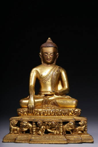 A Gilt Bronze Akshobhya Buddha Statue