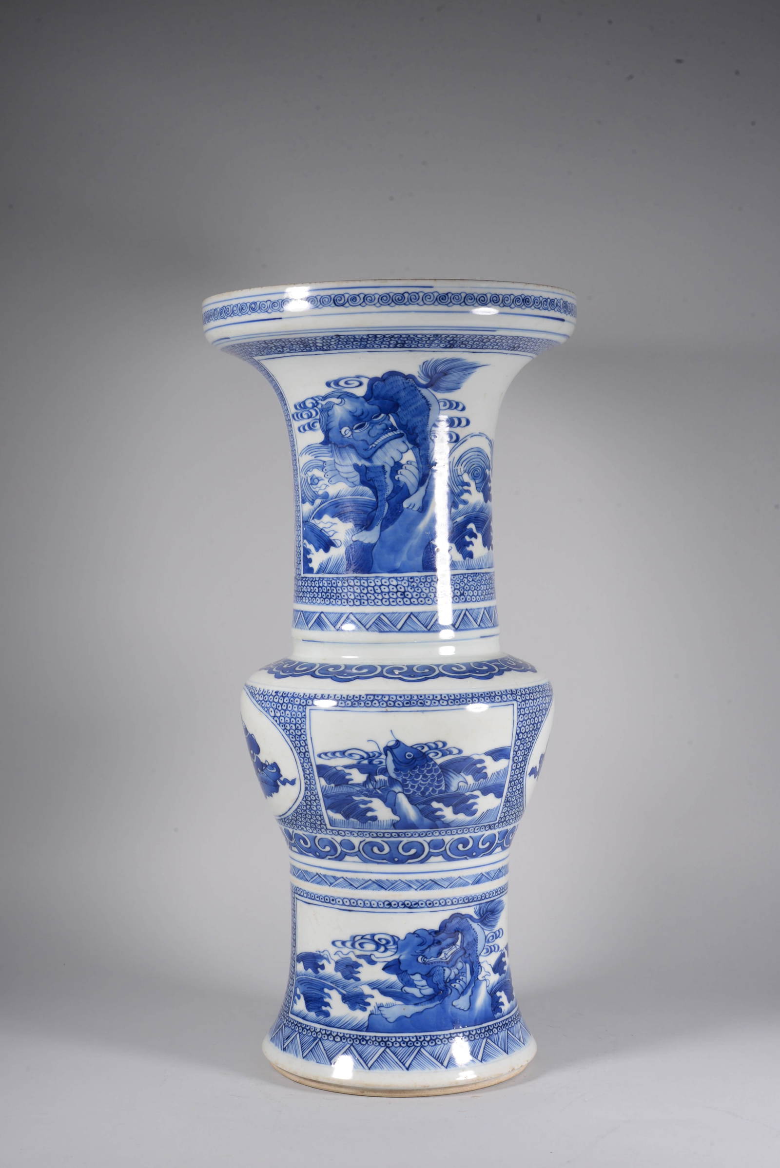 Blue And White Sea And Beast Beaker Vase Auction