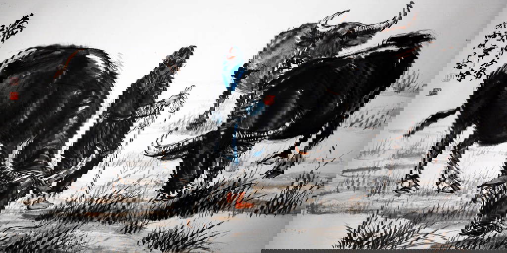 Huang Zhou Mark, Chinese Painting, Ink And Color On Paper, Mounted