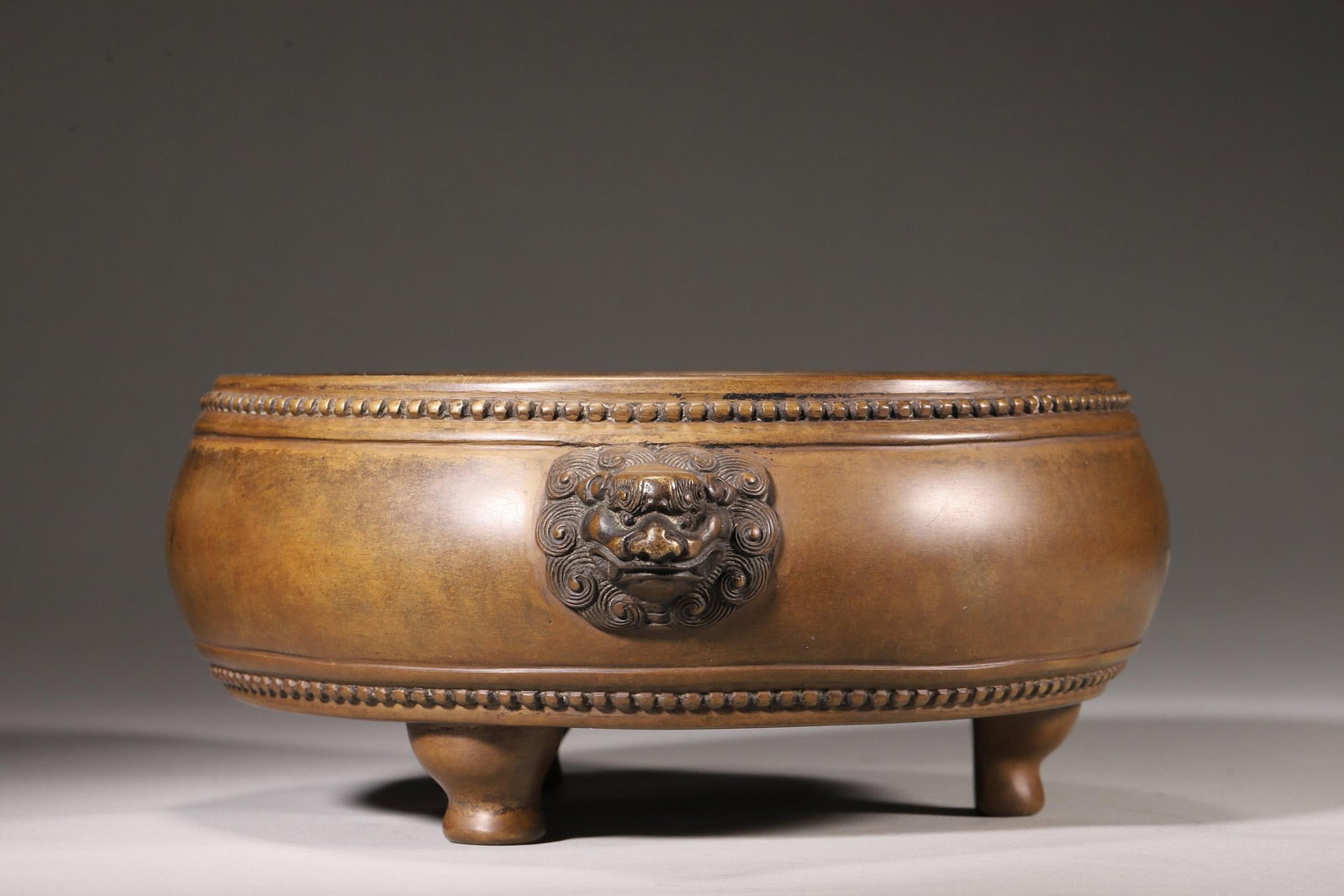 A Ming Dynasty Drum-shaped Bronze Censer With Lion Handles, Chongzhen ...