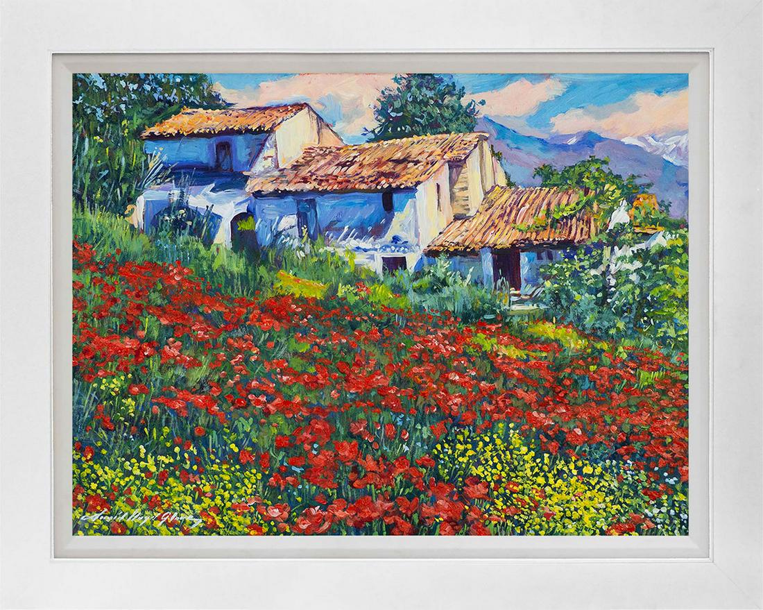 Hand Embellished Canvas David Lloyd Glover Red Poppies 1150 On Feb
