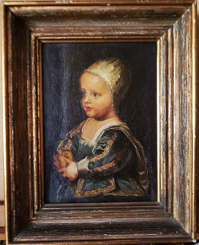 Old Painting Baby Stuart After Anthony Van Dyck Circa 1850 Oil On Board