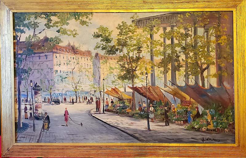 Large French painting, View of Paris signed J. Kraus beautiful and ...