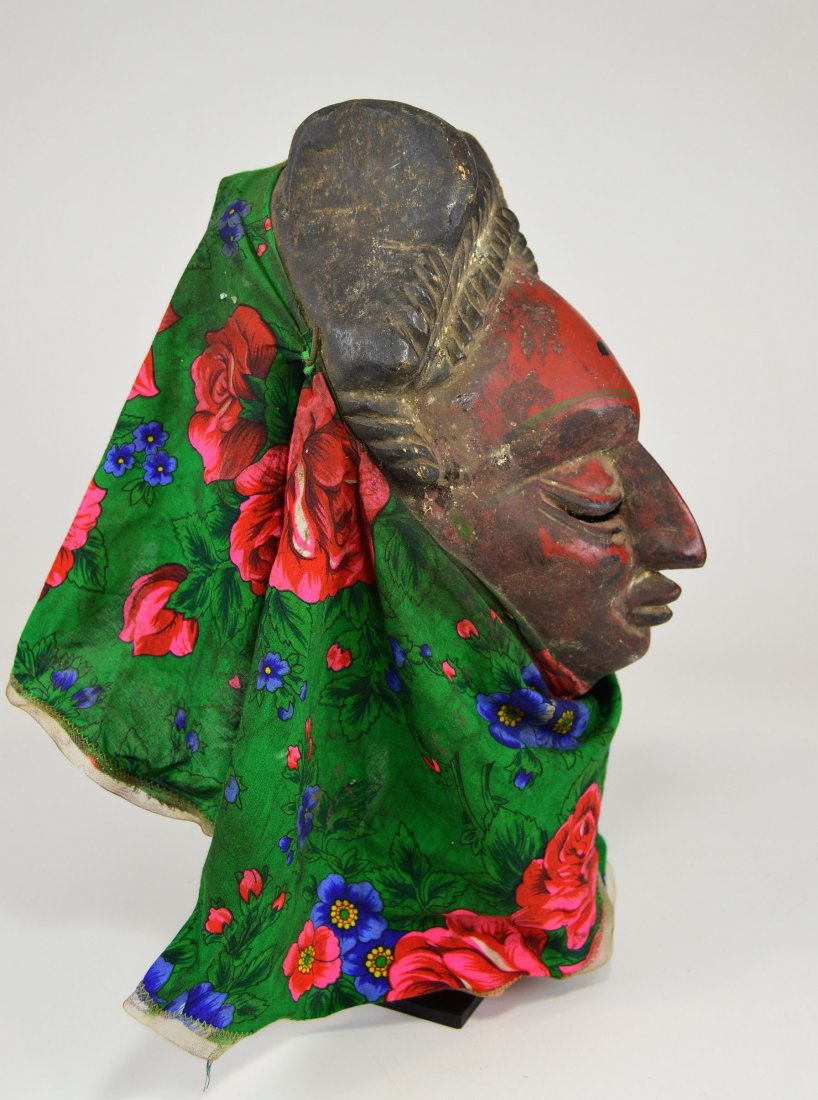 A Temne Dance Mask With Textile Ex Museum Collection