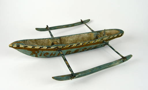 Antique Double Outrigger Canoe Model Pacific Islands
