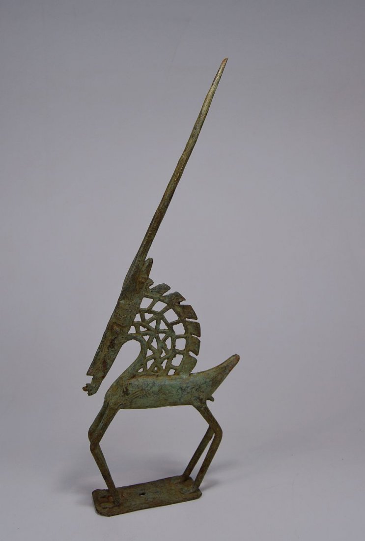 A Tall Bronze Chiwara Mystical Antelope sculpture