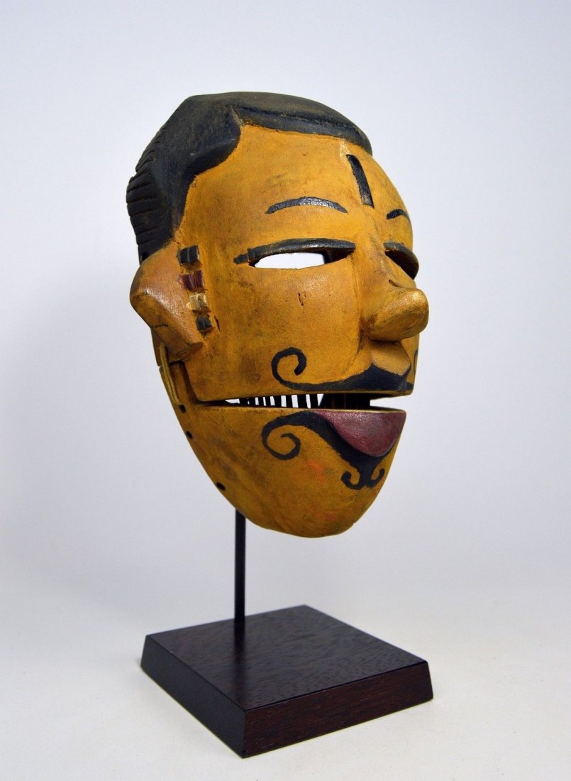 Rare Old Yellow Ogoni African Mask with Articulated Jaw