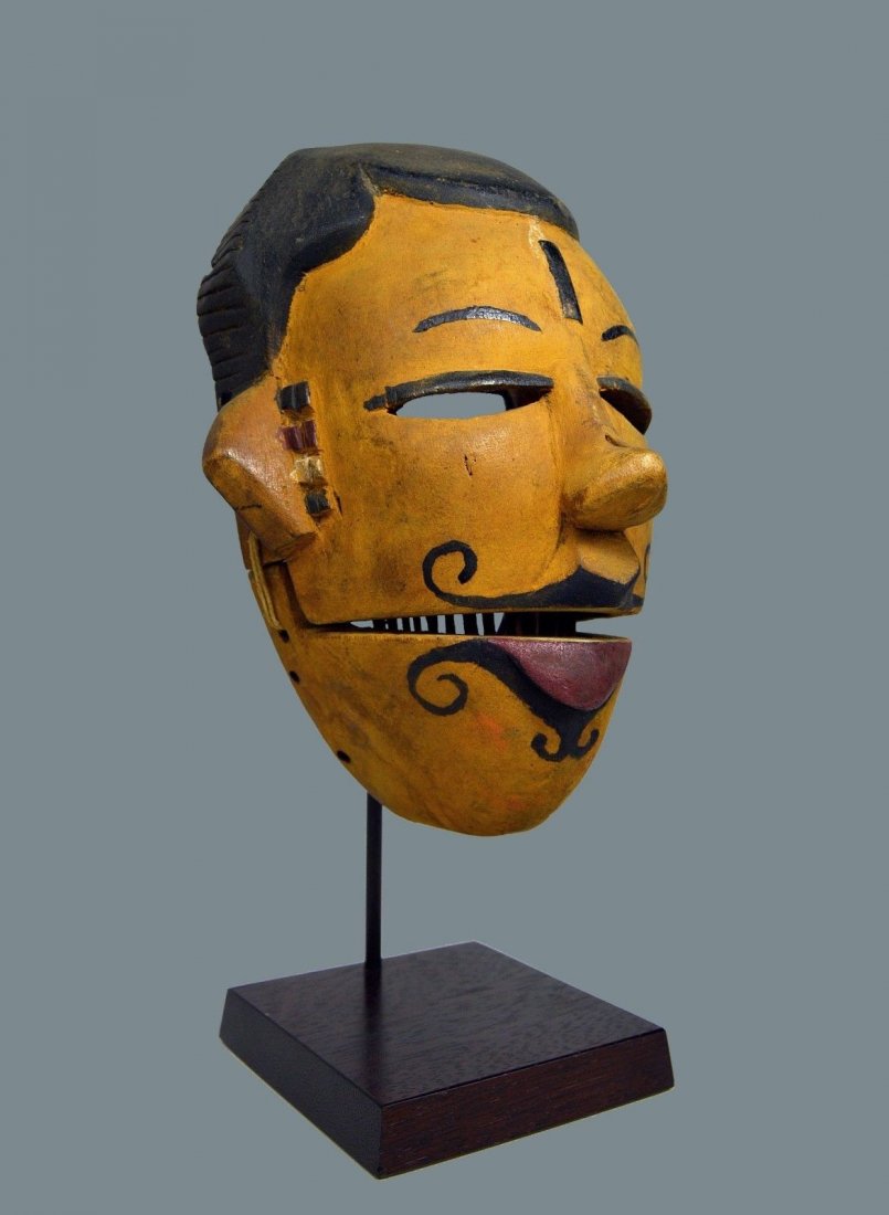 Rare Old Yellow Ogoni African Mask with Articulated Jaw