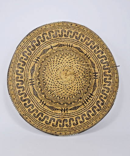 Antique Straw Rice Paddy Hat With Ornate Designs Java