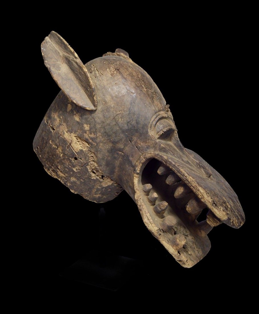 OLD SENUFO HYENA FIRESPITTER HELMET MASK