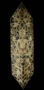 Fine Dayak Dance Shield With Ancestor & Hornbill Motifs