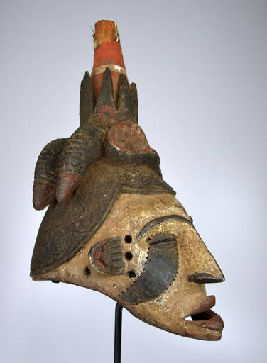 Large Tall Ibo Dance Mask On Custom Display Stand