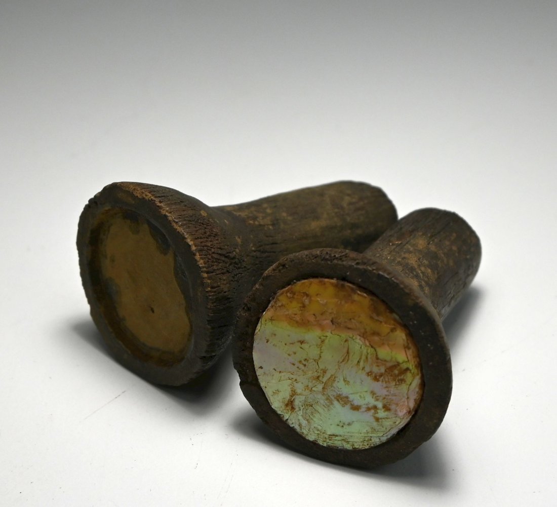 Rare Chimu Pre Columbian Earspools With Shell Inlay