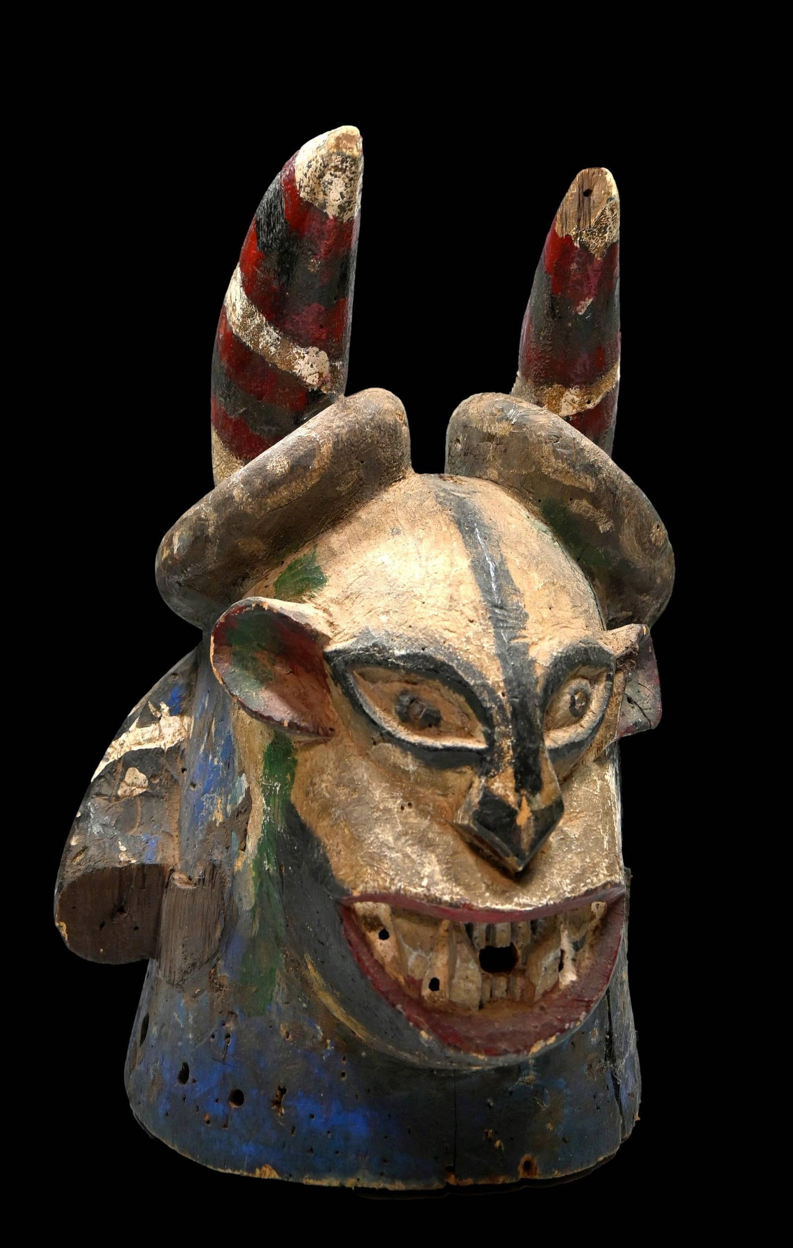 Dramatic Igbo Horned Helmet Mask Ex Simmons Collection Auction