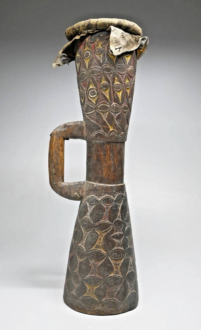 Antique Kundu Drum With Orante Designs Auction