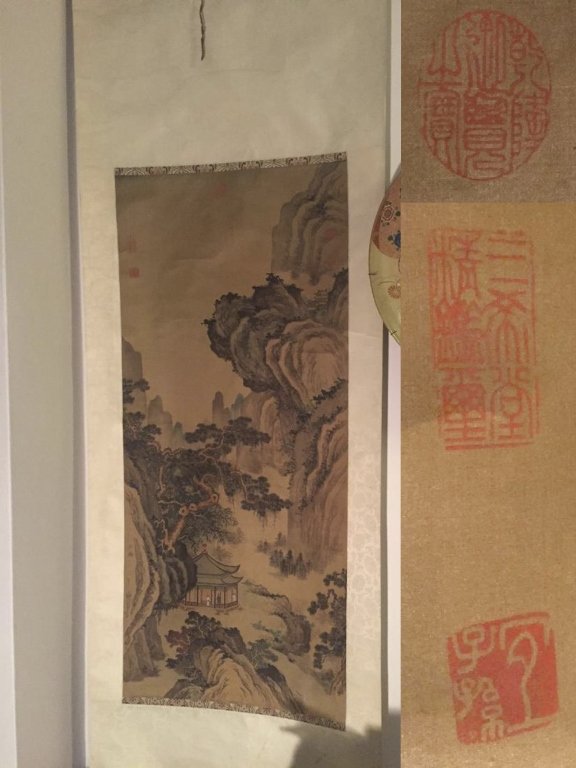 A Chinese Silk Scroll Painting,