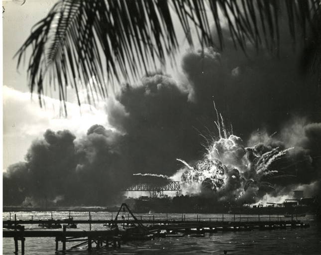 Pearl Harbor, The Explosion Of The U.s.s. Shaw.