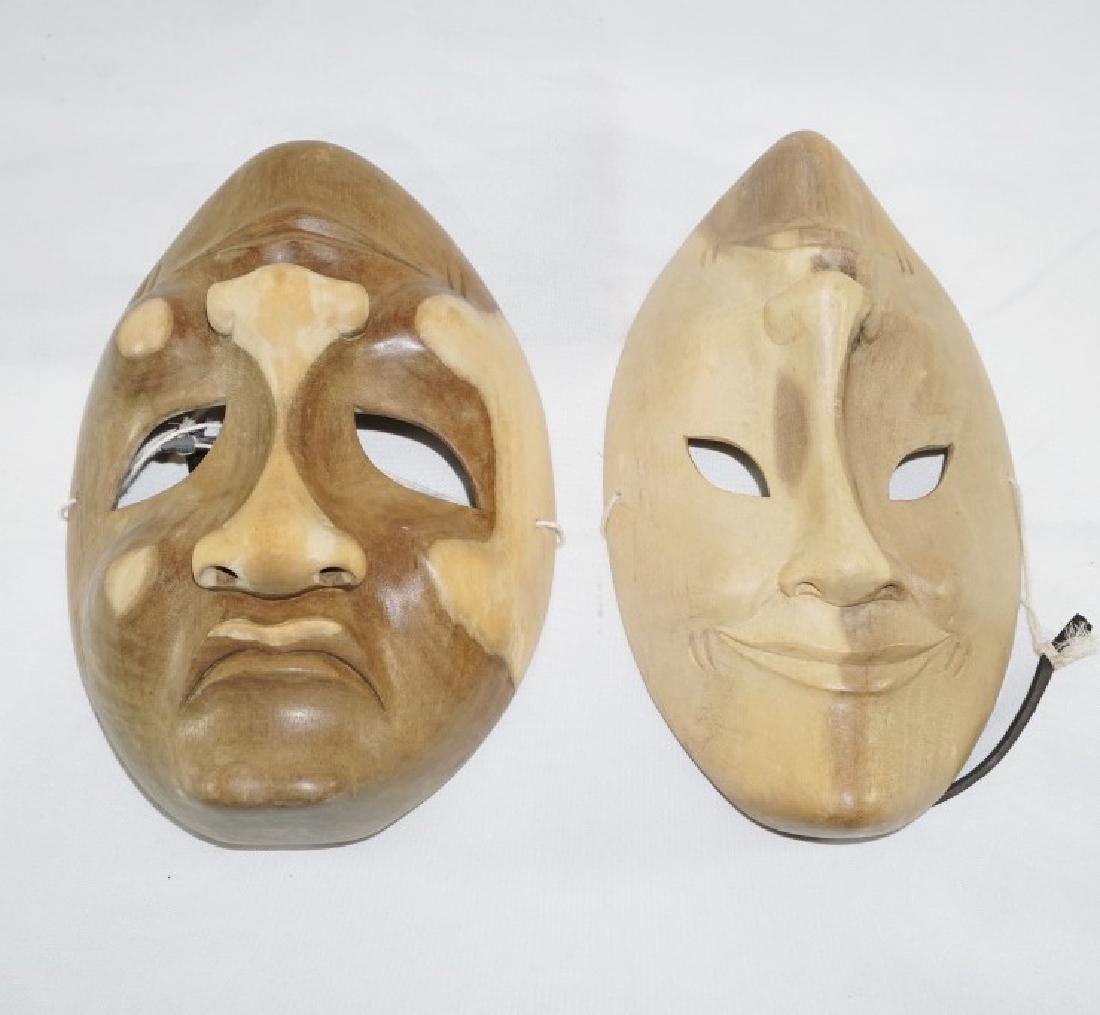 Pair of Hand Carved Wood Face Masks