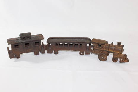 Antique Cast Iron 3 Piece Train