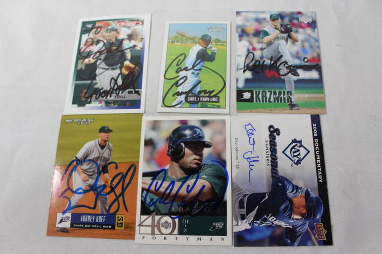 6 Signed Tampa Bay Devil Rays Baseball Cards