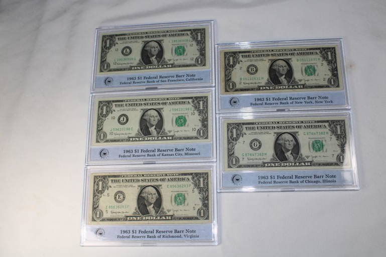 1963b Complete Set $1 Barr Notes