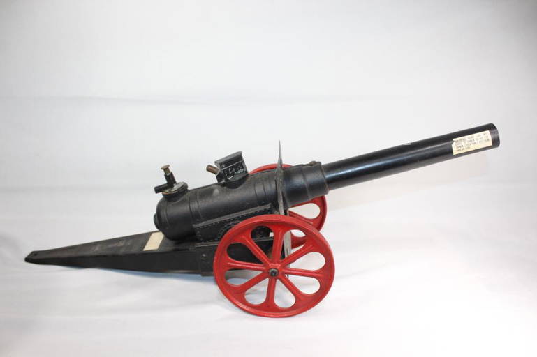 Vintage Black & Red Mini Metal Cannon
