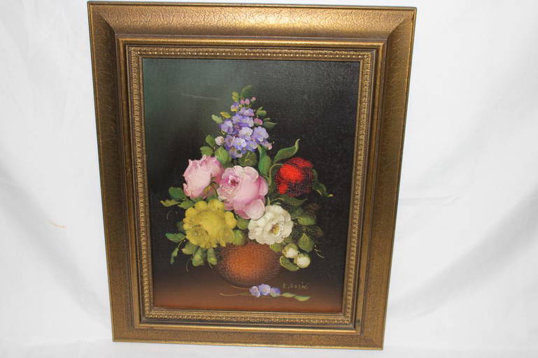 Signed R. Rosini Oil On Canvas Floral Painting