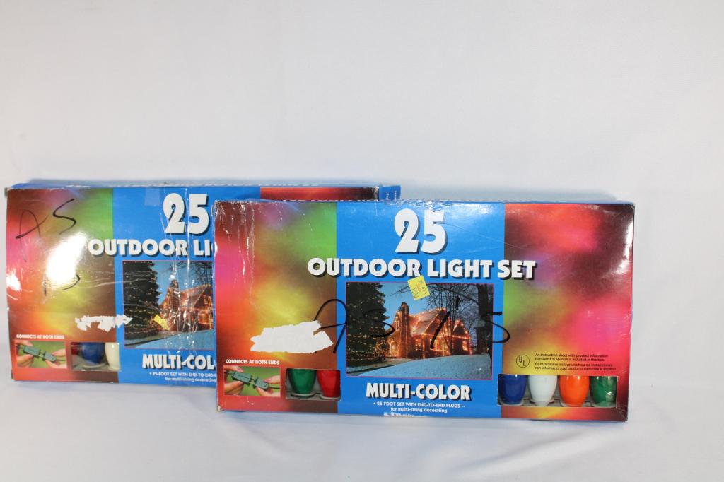 Pair Vintage Style Outdoor Multi Color Light Set