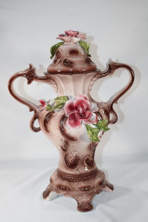 Capodimonte Porcelain Two Handle Vase W/ Lid