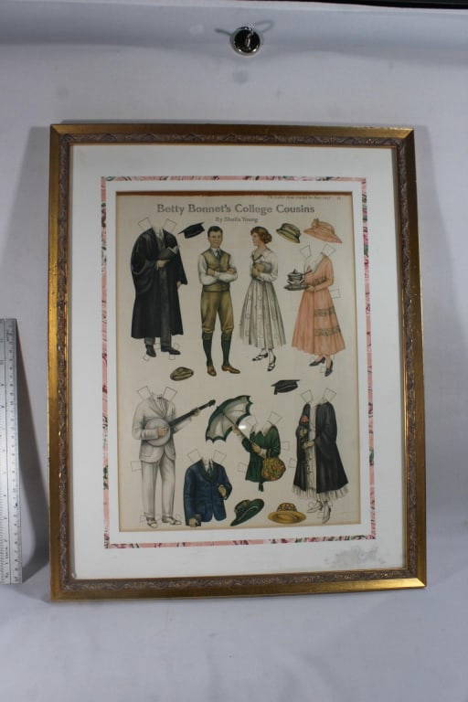 Framed Paper Doll Sheet-betty Bonnets Auction