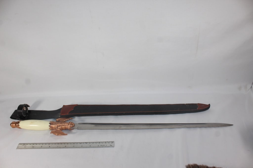 Large Pakistan Sword With Sheath-dragon Detail Auction