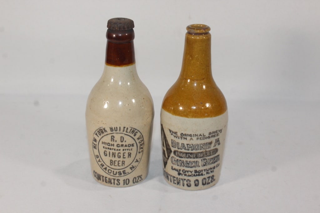 Pair Of Crock Ginger Beer Bottles