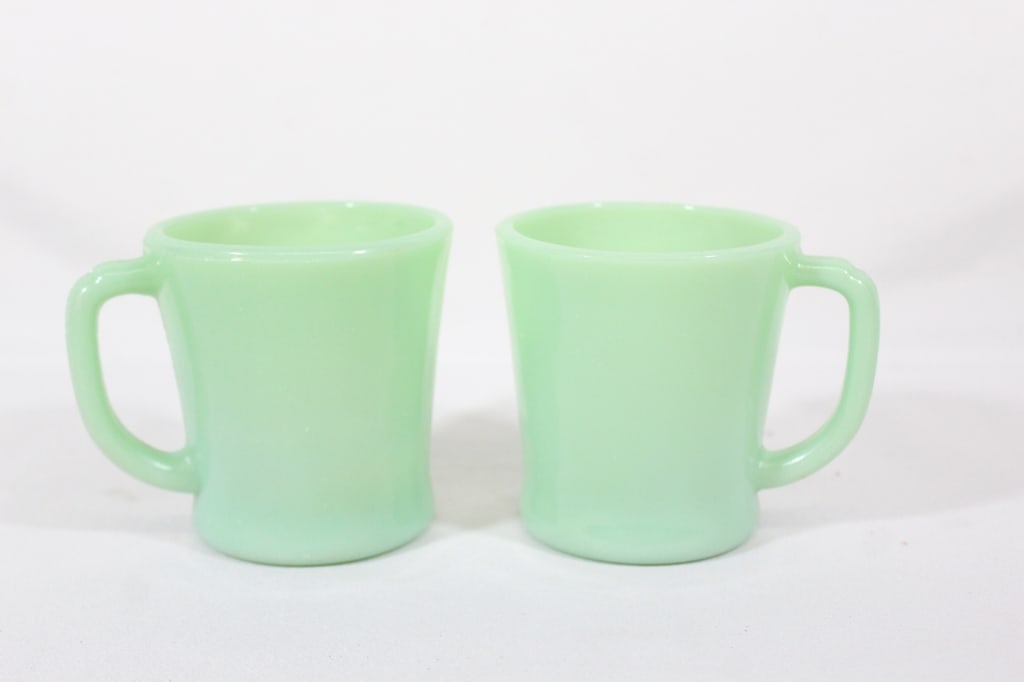 Fire King Jadeite Handled Mugs Set/2 Auction