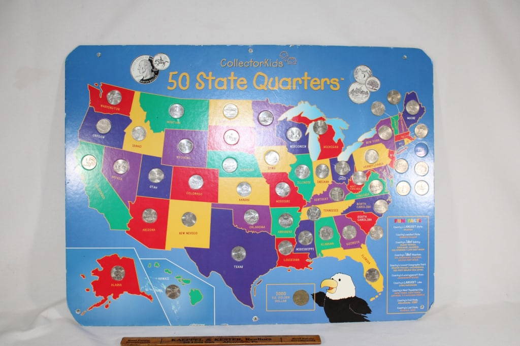 Collector Kids 50 State Quarters Map -complete Auction