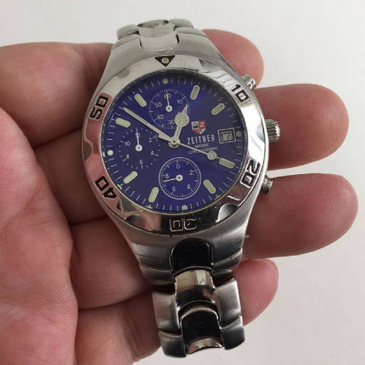 Stainless Steel Round Zeitner Marine Chronograph Date