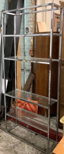 Modern Glass & Chrome 4 Level Shelf Unit.