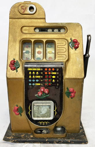 1940's Mills Cherry Vintage Nickel Slot Machine.