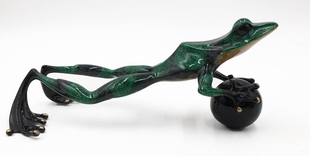 Tim Cotterill Bronze Frogman Sculpture W/ Ball.